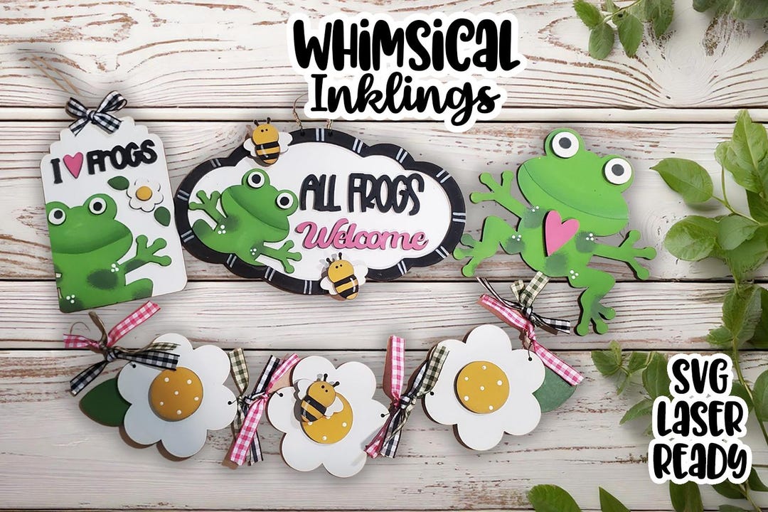 All Frogs Welcome Laser SVG | Frog Laser| Frog Sign| Frog Tiered Tray ...