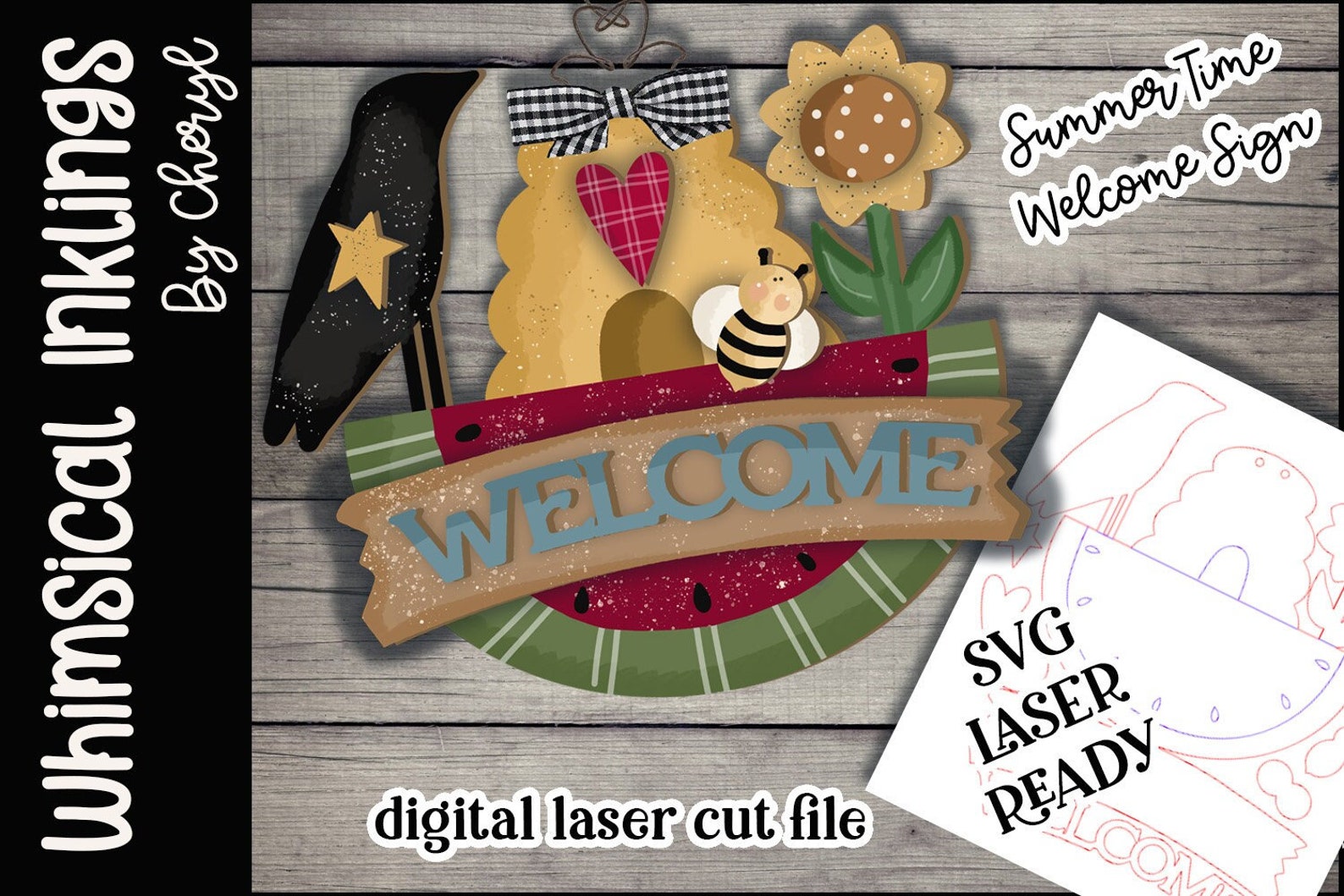 Summertime Welcome Sign SVG |laser Ready Prim Summer Sign| Glow Forge ...