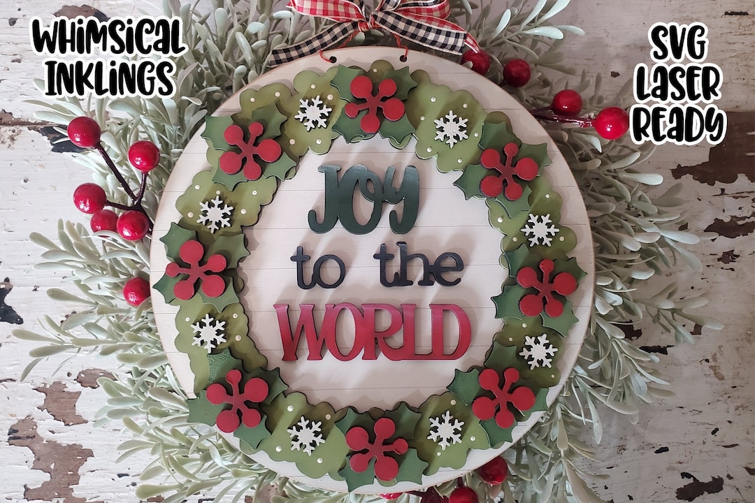 Joy to the World Wreath Sign SVG| Christmas SVG| Laser Cut Christmas ...