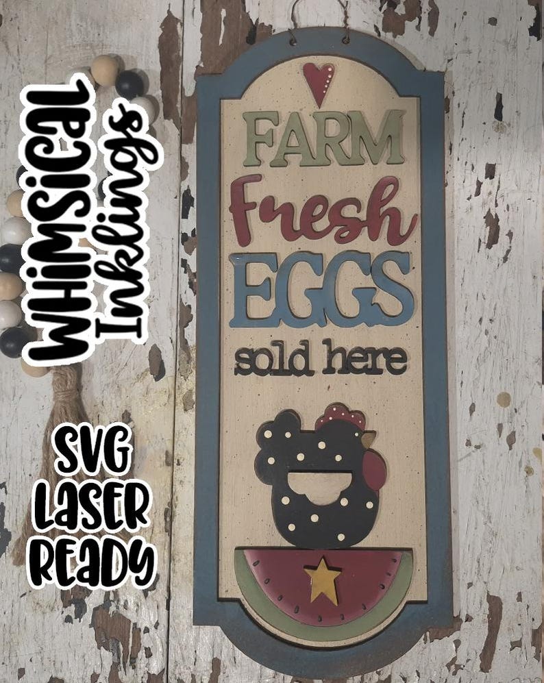 Farm Fresh Eggs Chicken Sign Laser SVG| Laser Cut Chicken| Glow Forge ...