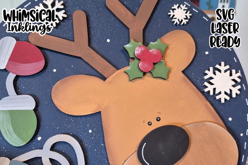 Christmas Lights Reindeer Sign Laser SVG| Laser Cut Reindeer Ornament ...
