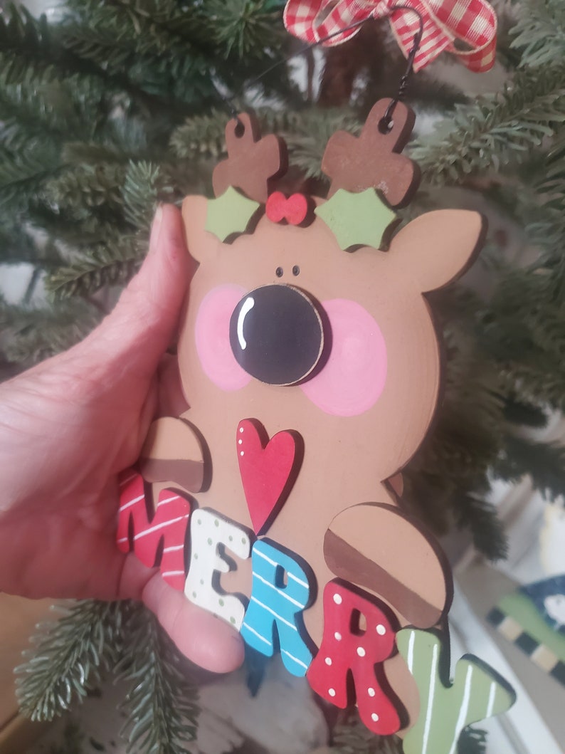 Merry Reindeer SVG| Laser Cut Reindeer Ornament| Glow Forge|christmas ...