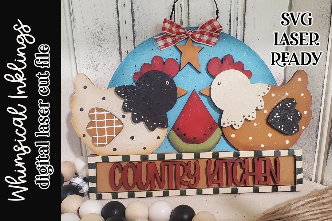 Country Kitchen Chickens SVG| Chicken SVG| Laser Cut Chicken| Glow ...