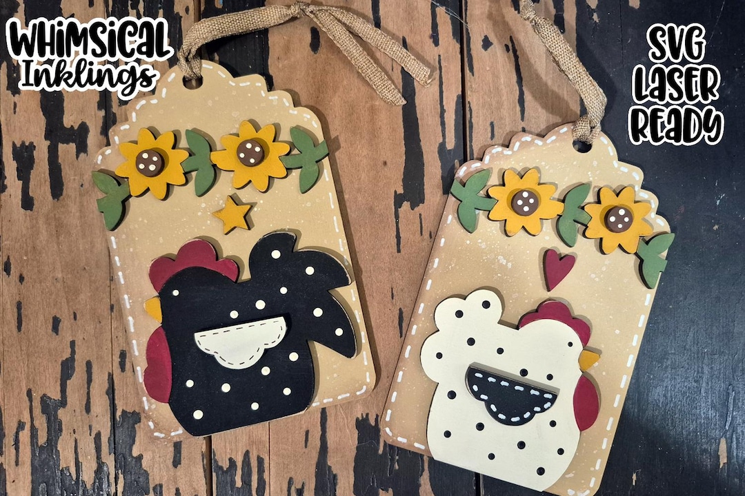 Sunflower Chicken Tags Laser SVG| Chicken SVG| Laser Cut Chicken| Glow ...
