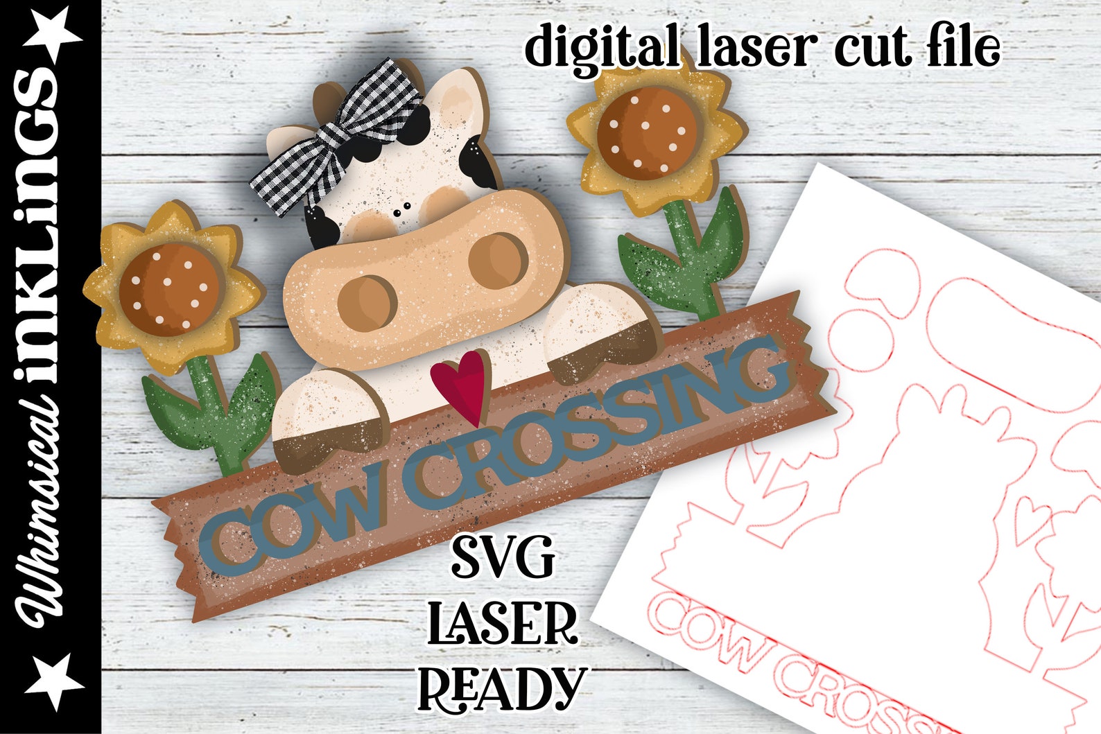 Cow Crossing Sign SVG| Cow Sign SVG| Laser Cut Cow| Glow Forge ...
