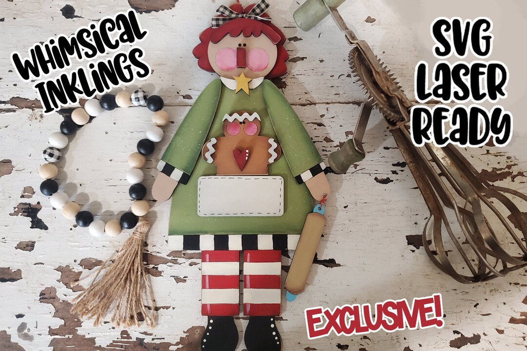 Prim Ginger Annie SVG| Prim Annie SVG| Raggedy Annie Hanger| Glow Forge ...