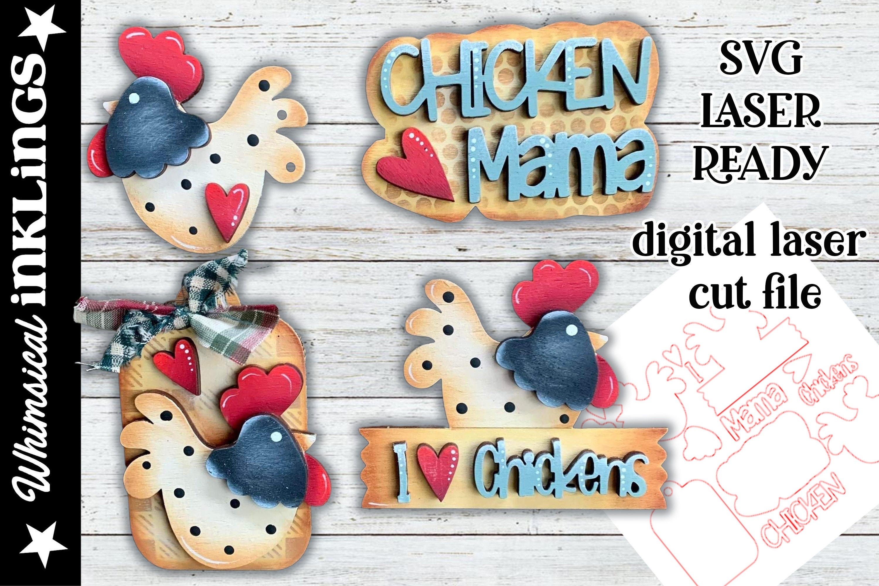 Chicken Lover SVG Set / Pollo SVG / Pollo cortado con láser / - Etsy México