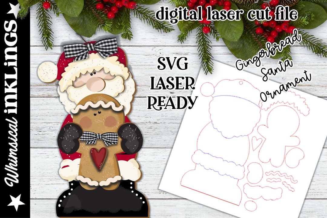 Gingerbread Santa Ornament SVG Santa Claus SVG Laser Cut Snowman ...