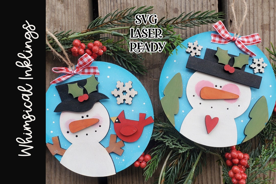 Frosty Friends Snowmen Ornament Set SVG| Laser Cut Snowman Ornament ...