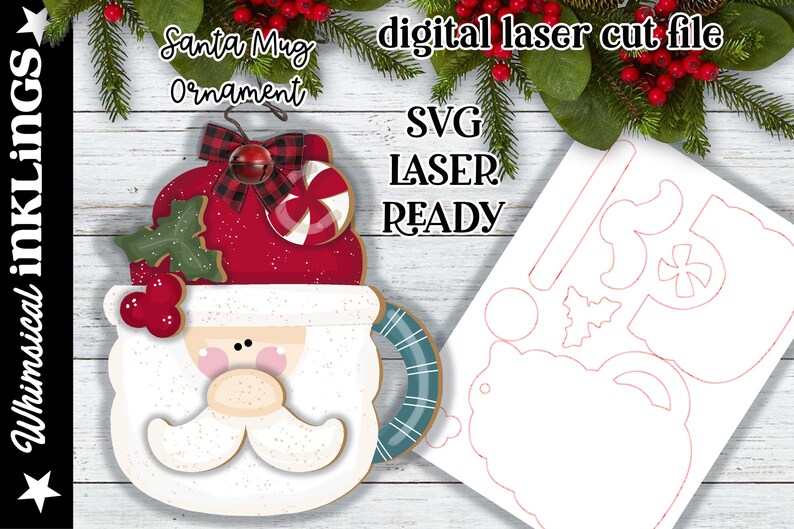 Santa Mug Ornament SVG Laser Cut Santa Ornament Glow Forge - Etsy