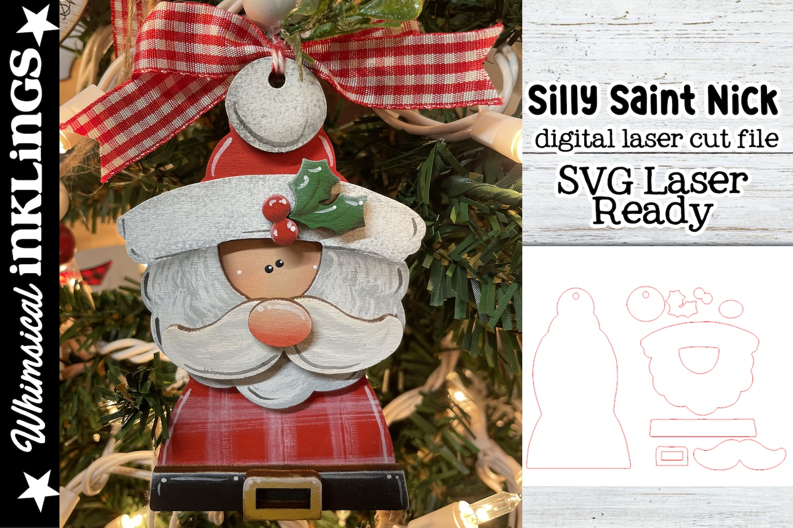 Silly Saint Nick Santa Claus SVG Laser Cut Snowman Ornament - Etsy