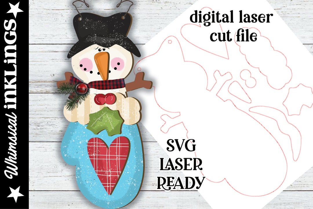 Mitten Snowman Ornament SVG| Laser Cut Snowman Ornament| Glow Forge ...