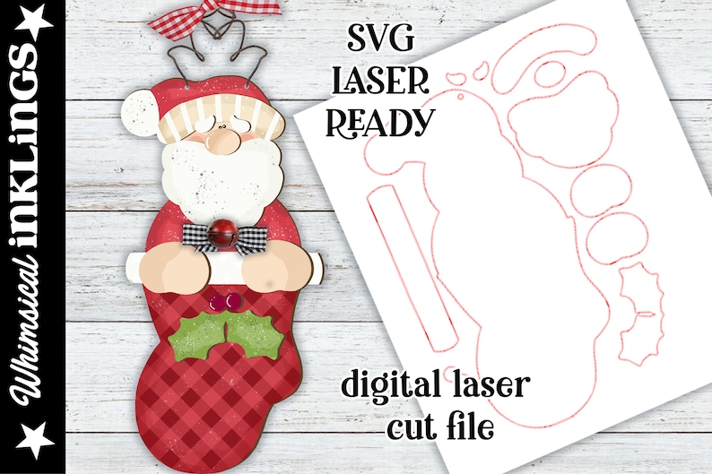 Santa Stocking Ornament SVG Santa Claus SVG Laser Cut Santa - Etsy