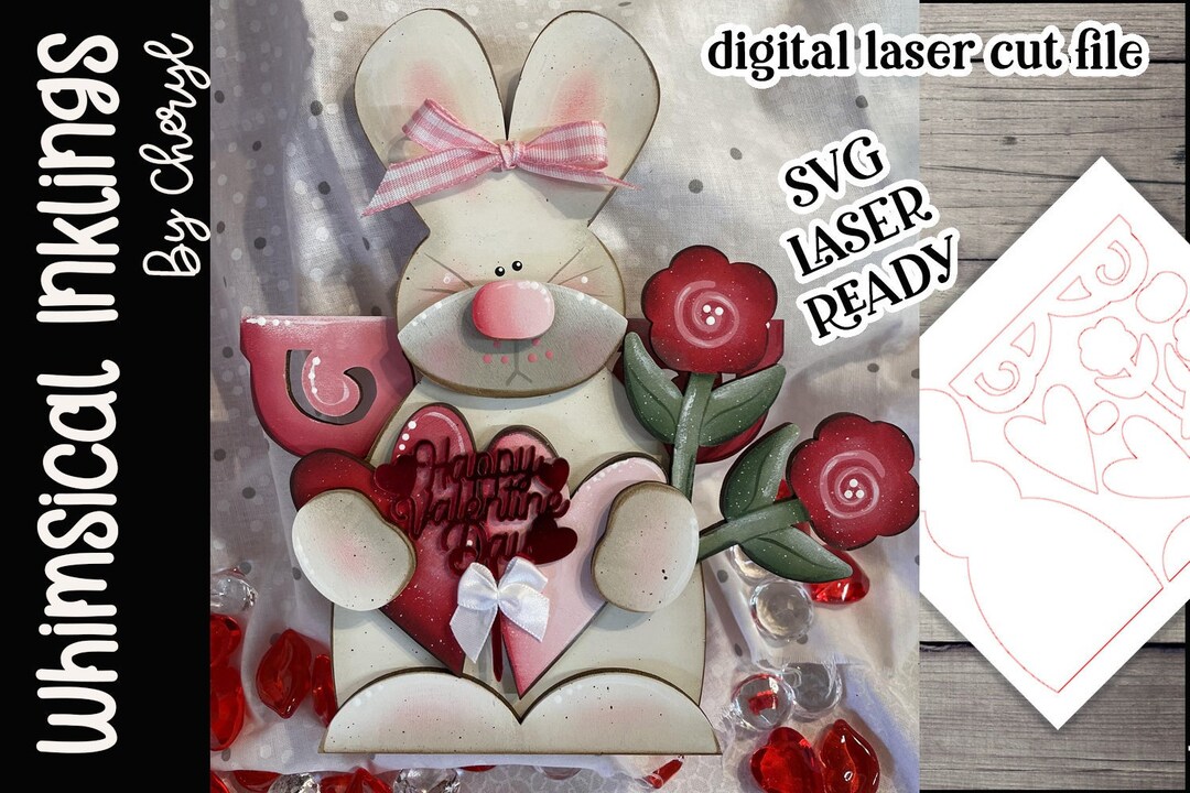 Love Bunny Valentine's Day SVG| Valentine's Day SVG| Laser Cut Love ...