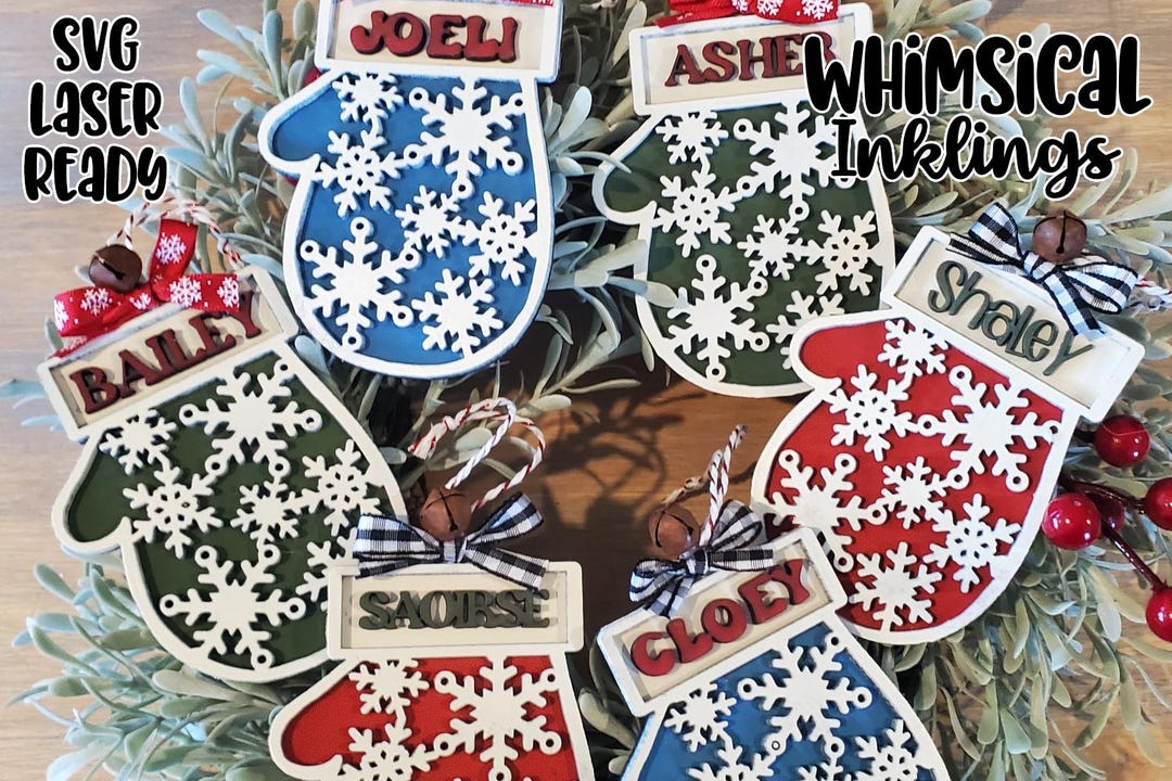 Snowflake Mitten Ornament SVG| Laser Cut Snowman | Glow Forge| Mitten ...
