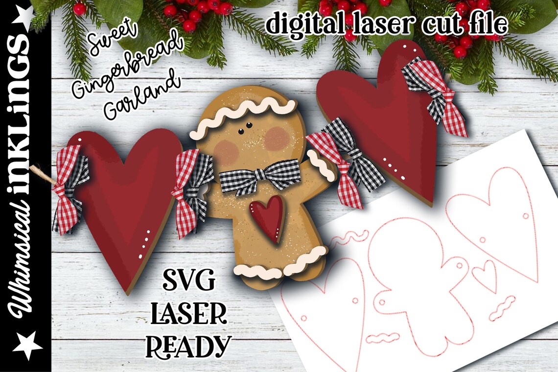 Sweet Gingerbread Garland| Christmas SVG| Laser Cut Christmas Garland ...