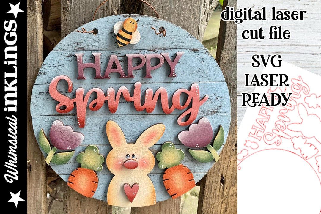 Happy Spring-easter Sign SVG |laser Ready Easter Sign| Glow Forge ...