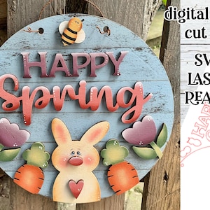 Happy Spring-easter Sign SVG |laser Ready Easter Sign| Glow Forge ...