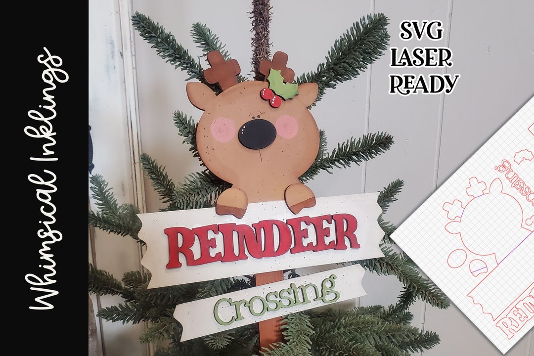 Reindeer Crossing Yard Sign SVG| Laser Cut Reindeer| Glow Forge ...