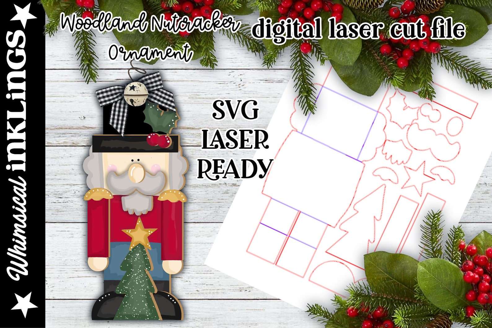 Woodland Nutcracker SVG| Laser Cut Nutcracker Ornament| Glowforge| Ornament SVG - Etsy