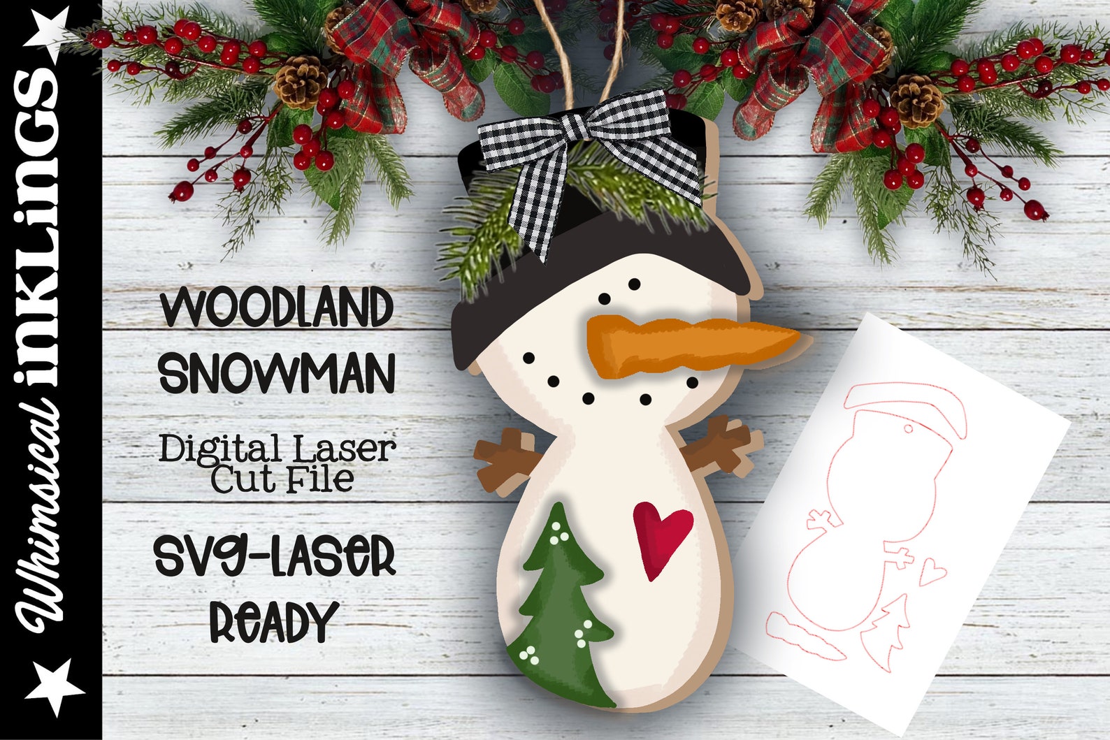 Woodland Snowman SVG Laser Cut Snowman Ornament Glowforge - Etsy