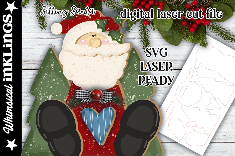 Sitting Santa SVG Laser Cut Santa Glow Forge Christmas - Etsy