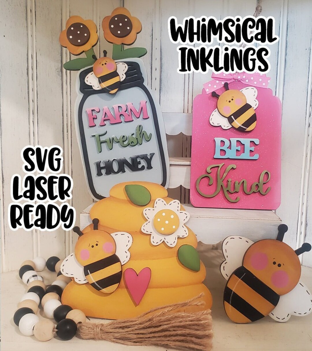 Bee Kind SVG Set |laser Ready Bee Set| Glow Forge Bee| Bumble Bee Tiered Tray - Etsy