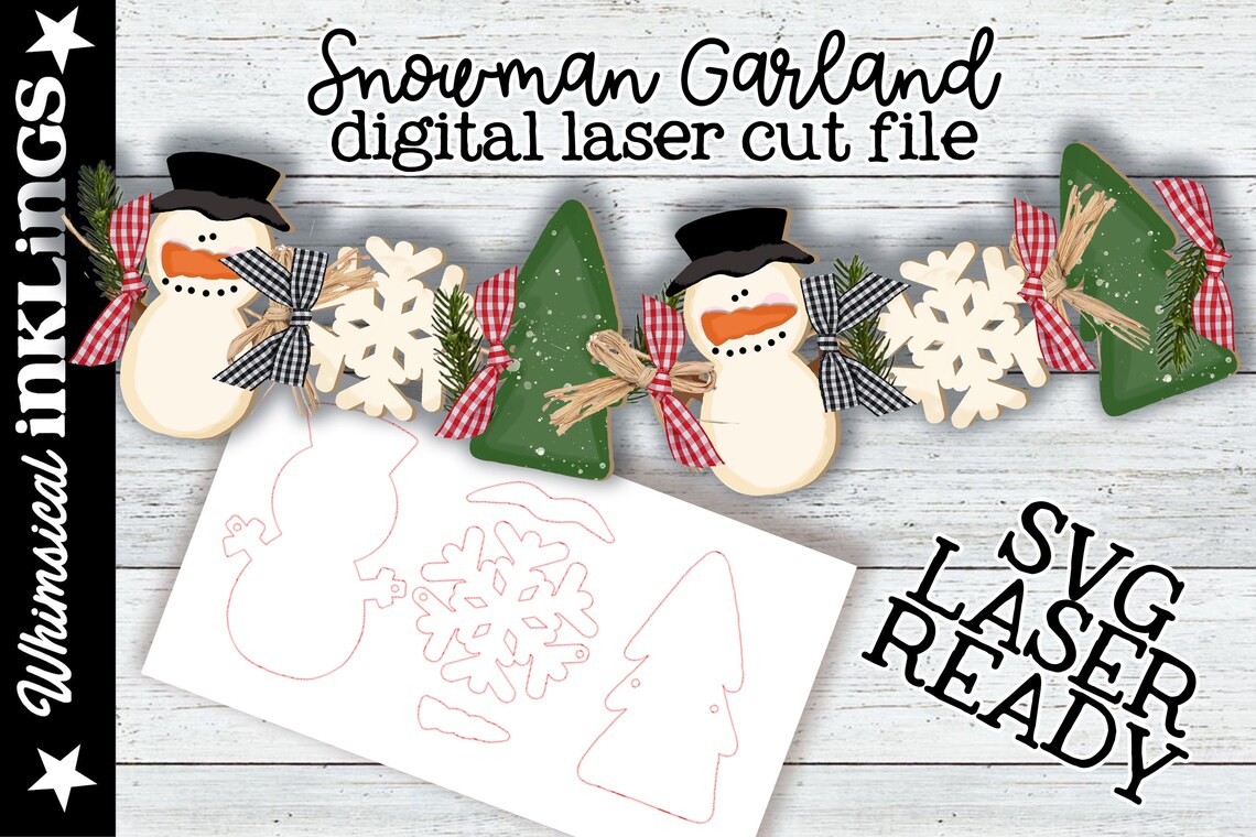 Snowman Garland| Christmas SVG| Laser Cut Christmas Garland| Glow Forge ...