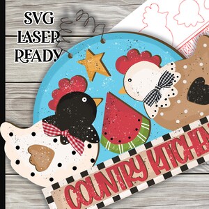 Country Kitchen Chickens SVG| Chicken SVG| Laser Cut Chicken| Glow ...