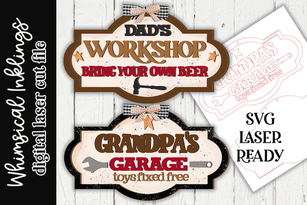 Dads Workshop Signs SVG| Grandpas Garage SVG| Laser Cut Fathers Day ...