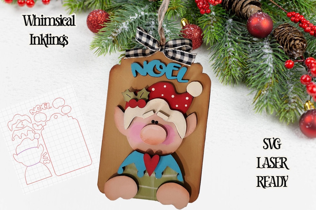 Noel Elf Ornament SVG| Laser Cut Elf Ornament| Glow Forge| Ornament SVG ...