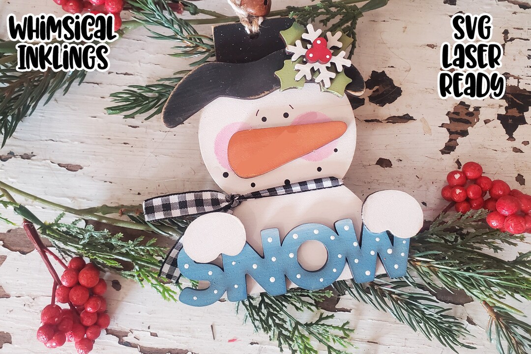 Snow Snowman Ornament SVG| Laser Cut Snowman Ornament| Glow Forge ...