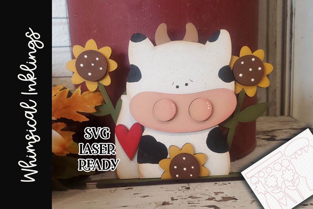 Bitty Cow Laser SVG| Cow Sign SVG| Laser Cut Cow| Glow Forge| Farmhouse ...