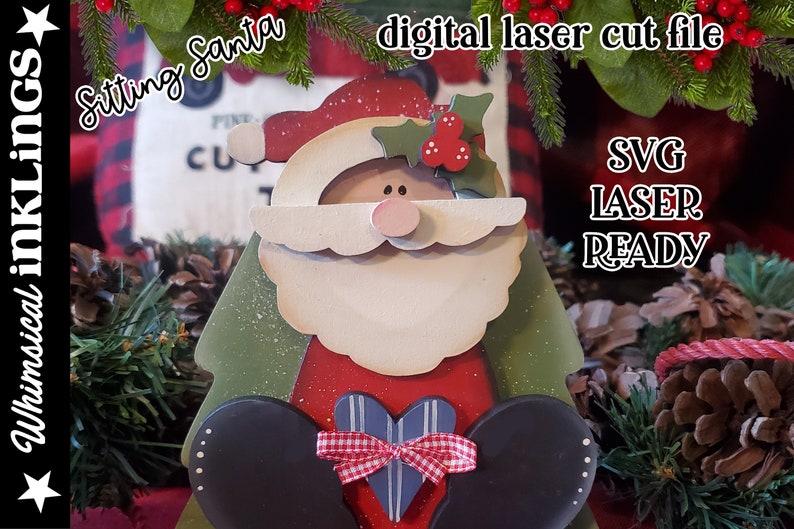 Sitting Santa SVG Laser Cut Santa Glow Forge Christmas - Etsy