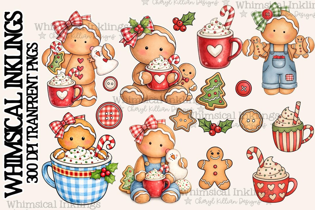 Gingerbread Sweeties Clipart and Printables| Gingerbread DTF ...