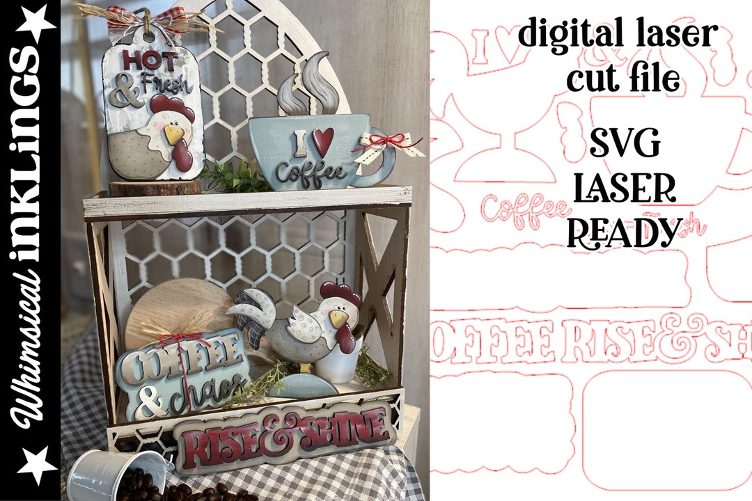 Rise and Shine Rooster SVG Set| Coffee SVG| Laser Cut Coffee| Glow ...