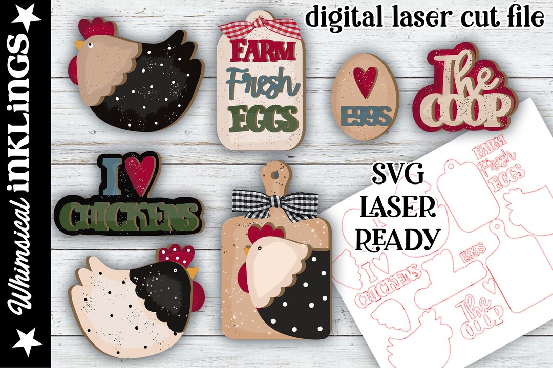I Love Chickens SVG Set| Chicken SVG| Laser Cut Chicken| Glow Forge ...