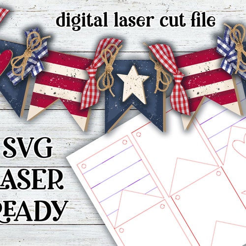 Americana Garland Patriotic Banner SVG Laser Cut Americana - Etsy