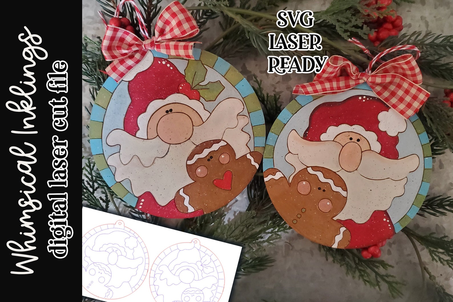 Silly Santa Ornament Set SVG Santa Claus SVG Laser Cut - Etsy