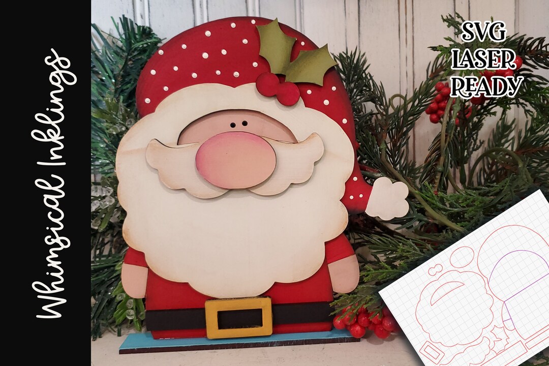 Bitty Santa SVG| Laser Cut Santa| Glow Forge| Christmas SVG |santa ...