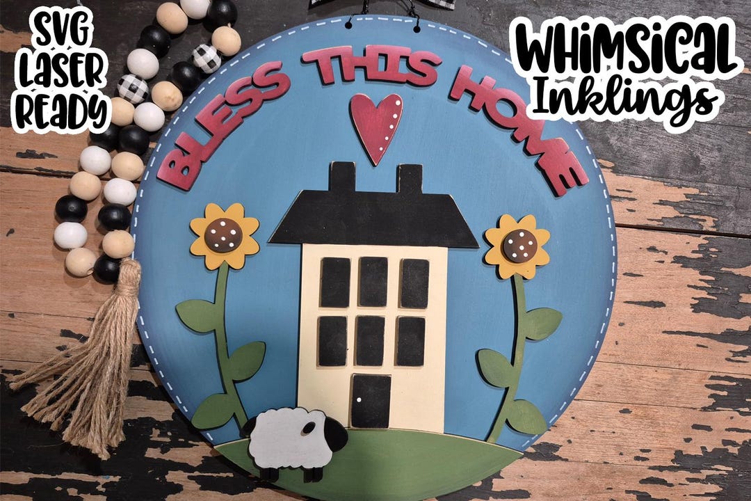 Prim Bless This Home Sign Laser SVG |laser Ready Prim Home| Glow Forge ...