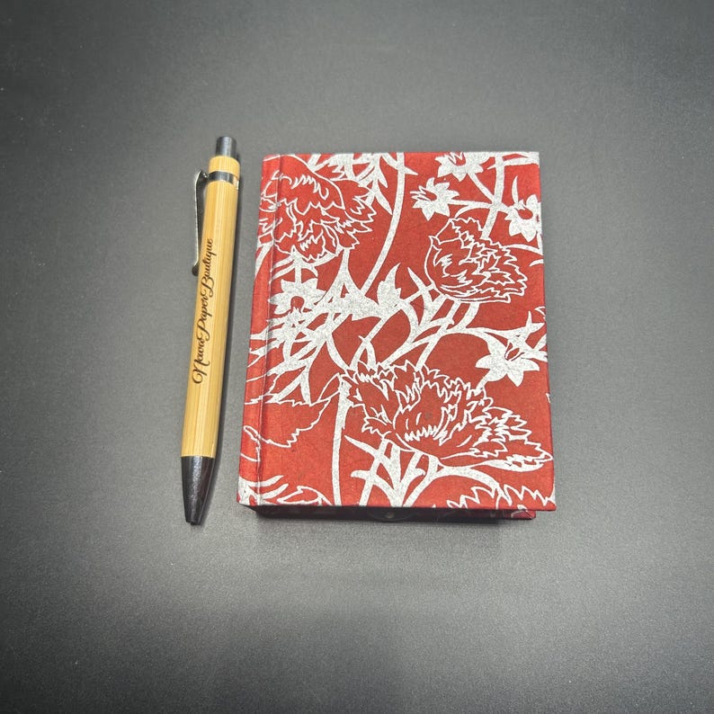 Deckle Edge Lokta Journal |golden or Silver Screenprint| Handmade in ...