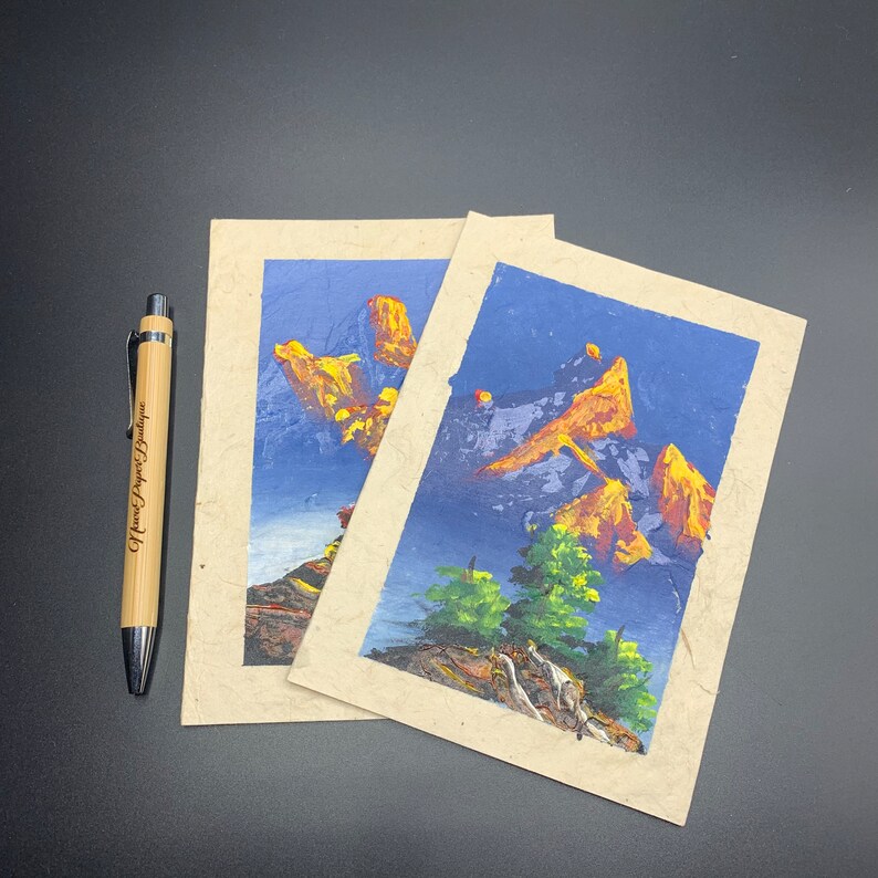 Handmade/handpainted Lokta Paper Cards - Etsy