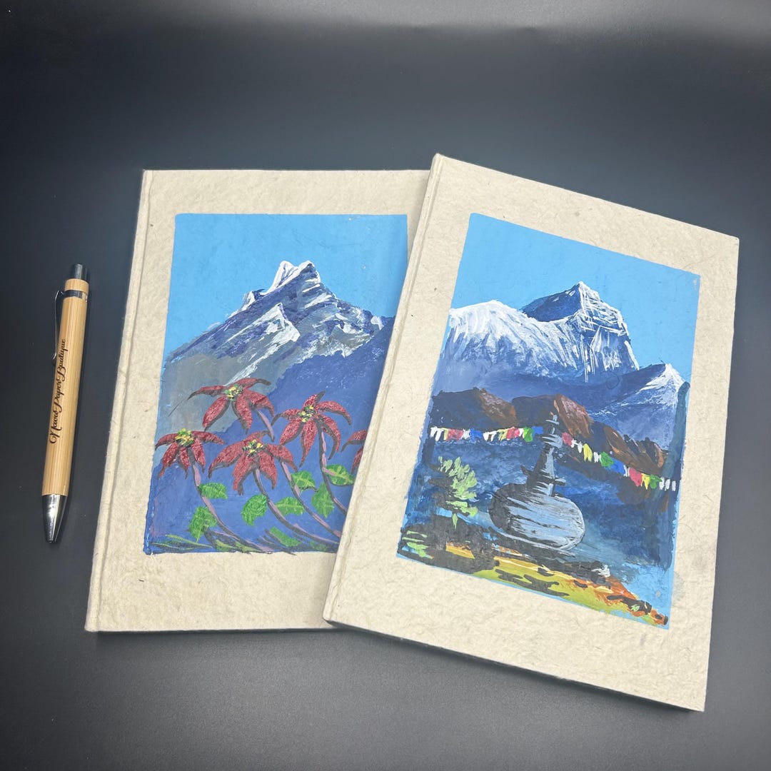 Hand Painted Lokta Journal Made in Nepal Handmade - Etsy