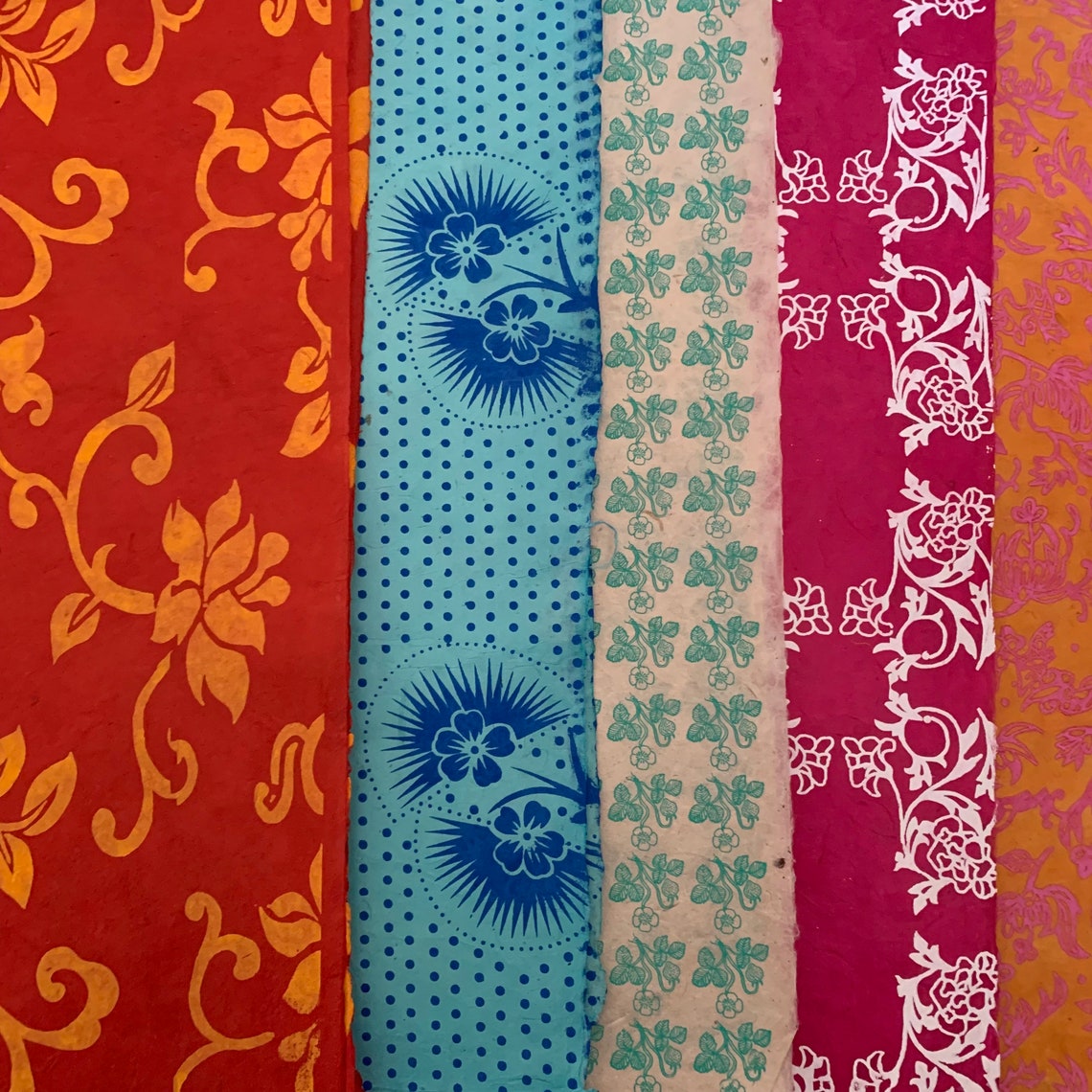 Handmade Screen Printed Lokta Paper Sheets pack of 2 Made in - Etsy