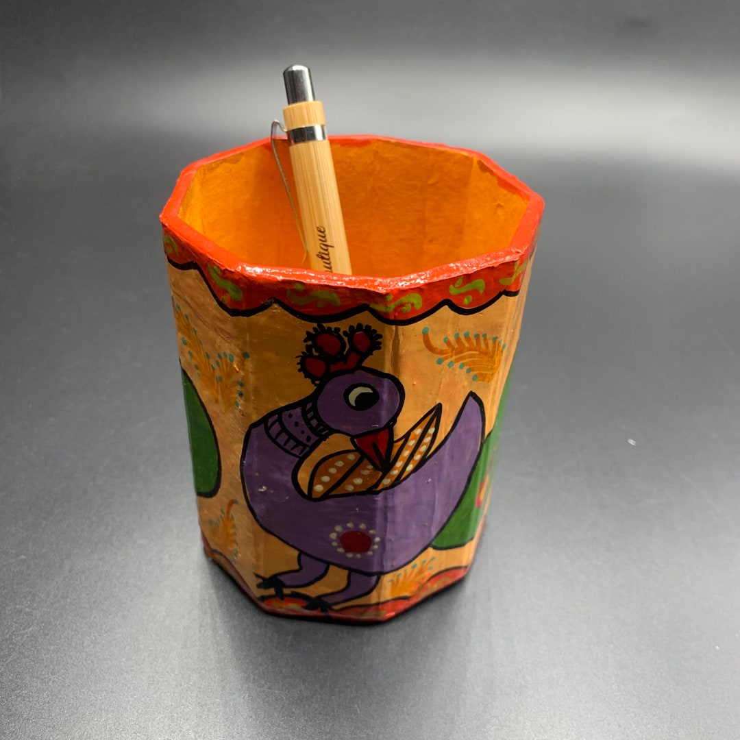 Mithila Art Pen Holder ~ Made in Nepal - Etsy