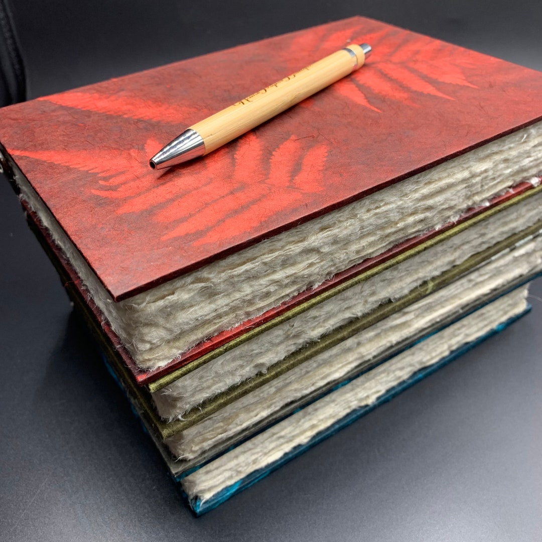 Leaf Print Deckle Edge Lokta Journal |handmade in Nepal - Etsy