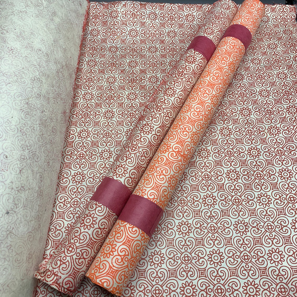 Handmade Screen Printed Lokta Paper Sheets Pack of 2 Made In | Etsy