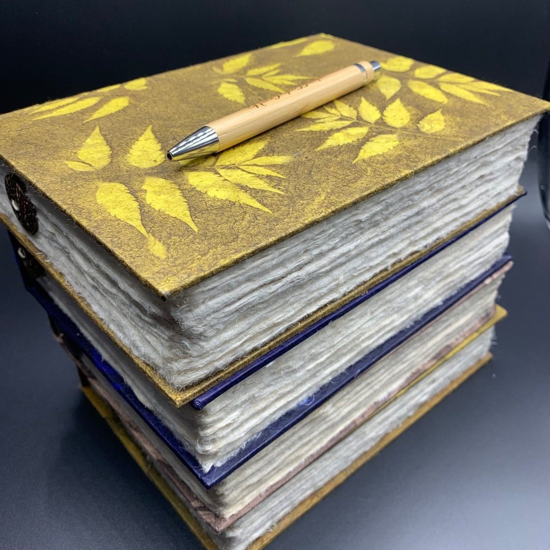 Leaf Print Deckle Edge Lokta Journal |handmade in Nepal - Etsy