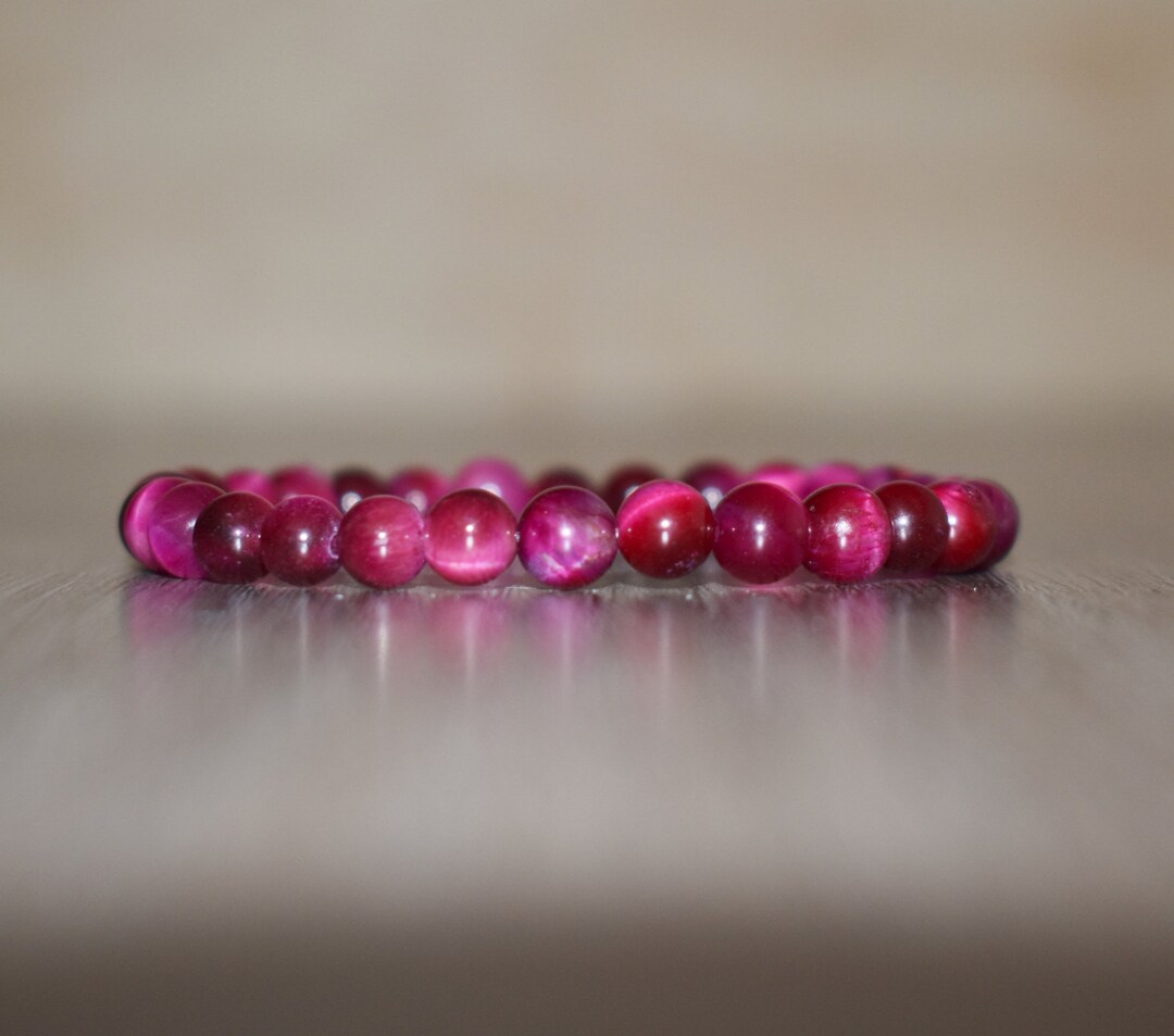 6mm Magenta Tiger Eye Bracelet, Women Bracelet for Healing Crystal ...